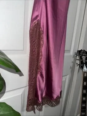 Intimates & Sleepwear | Silky Mauve Slip Dress With Lace Trim | Poshmark